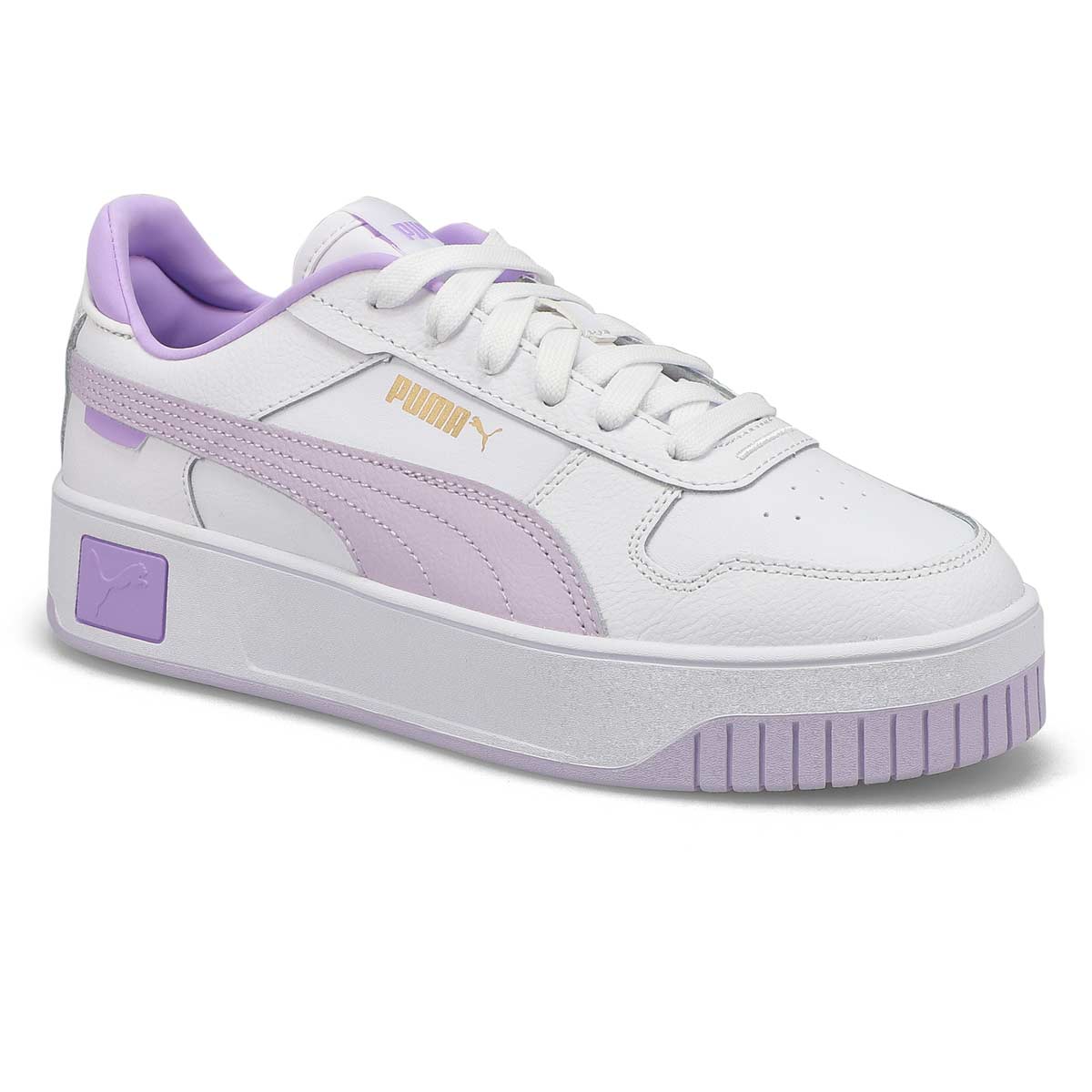 Puma Women's Carina Street Sneaker - White/Go | SoftMoc.com Puma Women's Carina Street Sneaker - White/Go | SoftMoc.com