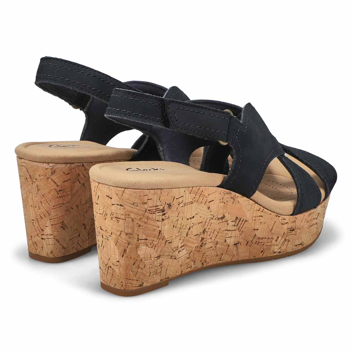 Clarks Womens Rose Erin Wedge Sandal Black
