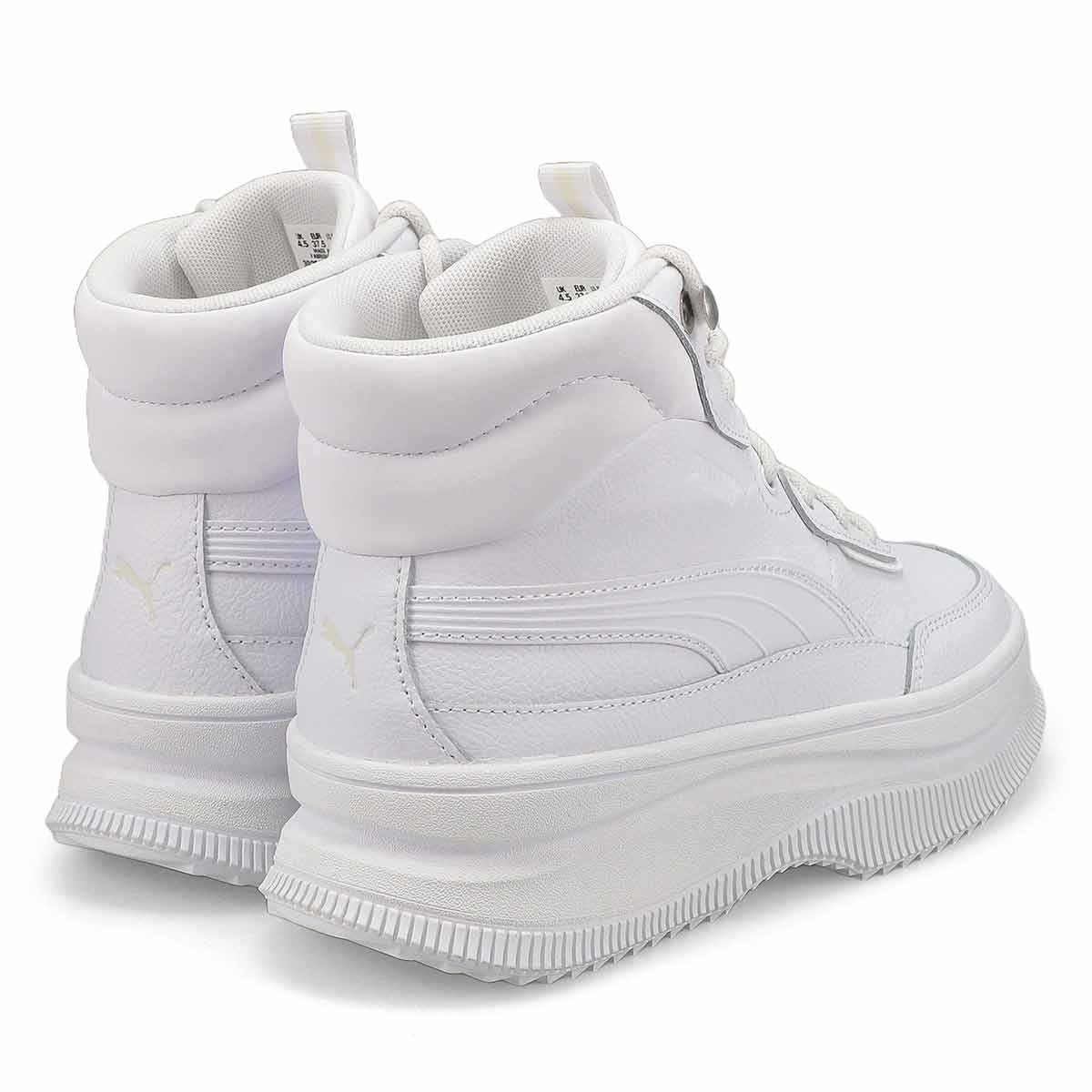 Puma Women's Mayra Hi Top Sneaker- White/Silv | SoftMoc.com
