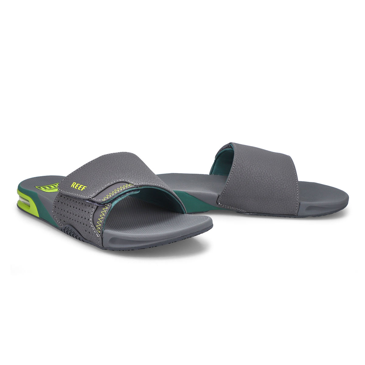 Reef Men's Fanning Slide Sandal - Black/Silve | SoftMoc.com