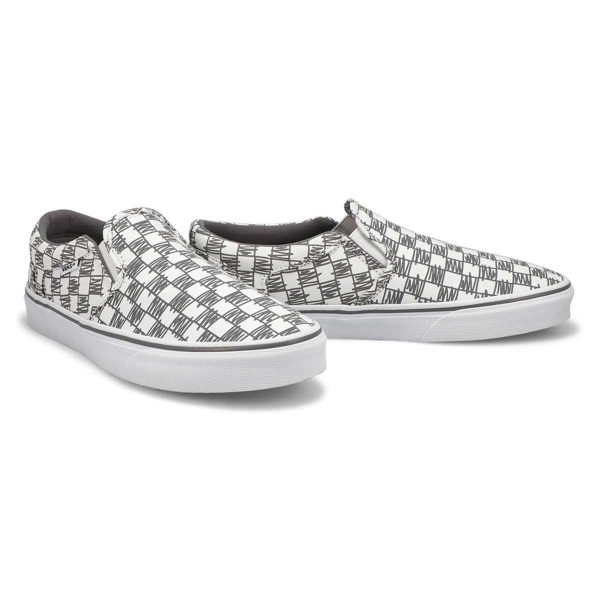 Vans Men's Asher-Checker Slip On Sneaker - Bl | SoftMoc.com